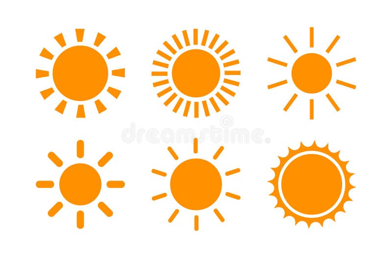 Sun Icon Vector Set. Flat Sunlight Sign Collection Stock Vector ...