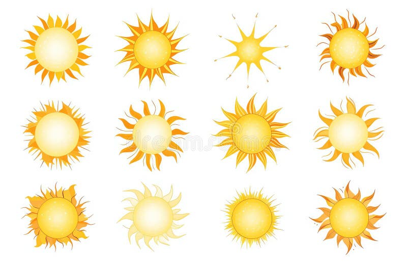 Sun Icons Drawn with an Artistic Style Stock Photo - Image of symbol ...