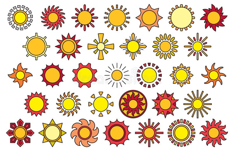 Sun icons stock vector. Illustration of graphics, light - 80725583
