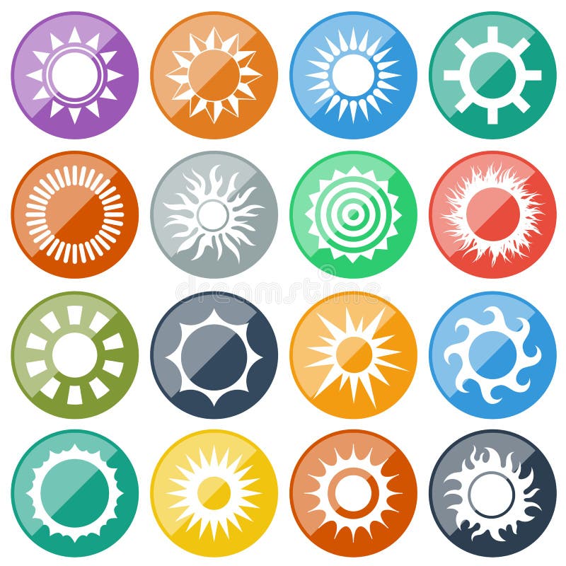 Sun icons set stock illustration. Illustration of bright - 43050822