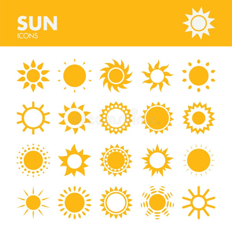 Sun icons set stock vector. Illustration of element, shapes - 82784337