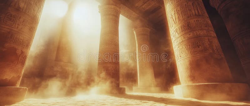 The Sun Illuminates an Ancient Egyptian Temple, Revealing Stone Columns ...