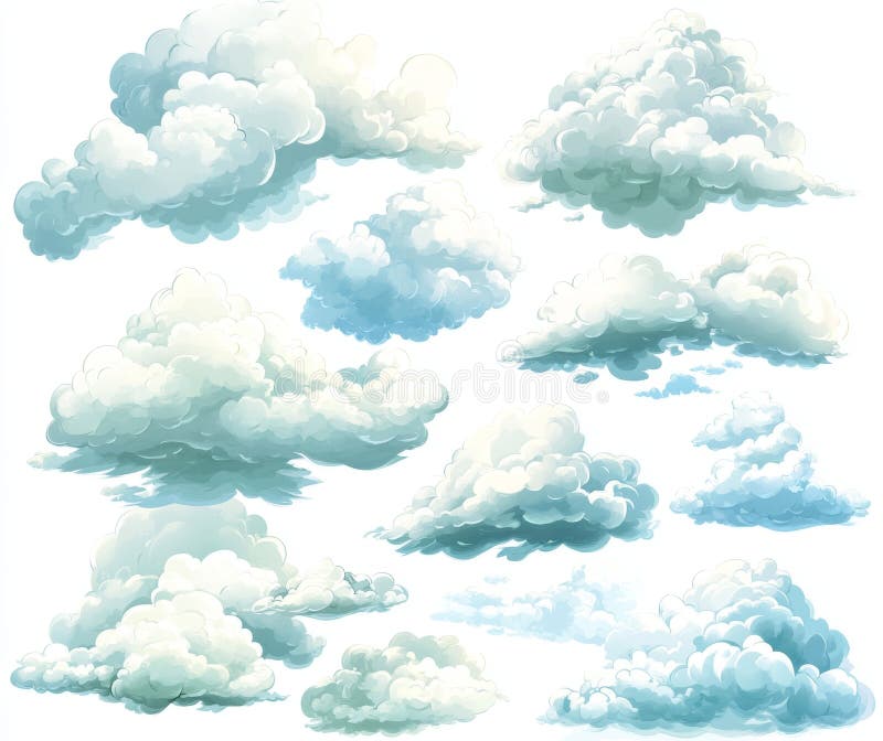 The Sun Illuminates a Large, Fluffy Cumulus Cloud, Casting a Blue Glow ...