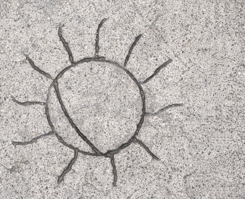 Sun Imprint in Concrete Pavement Texture Stock Image - Image of ...