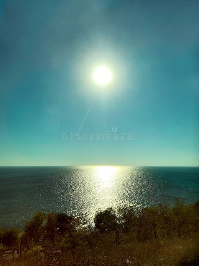 The Sun is at Its Zenith Above the Sea. Stock Image - Image of summer ...
