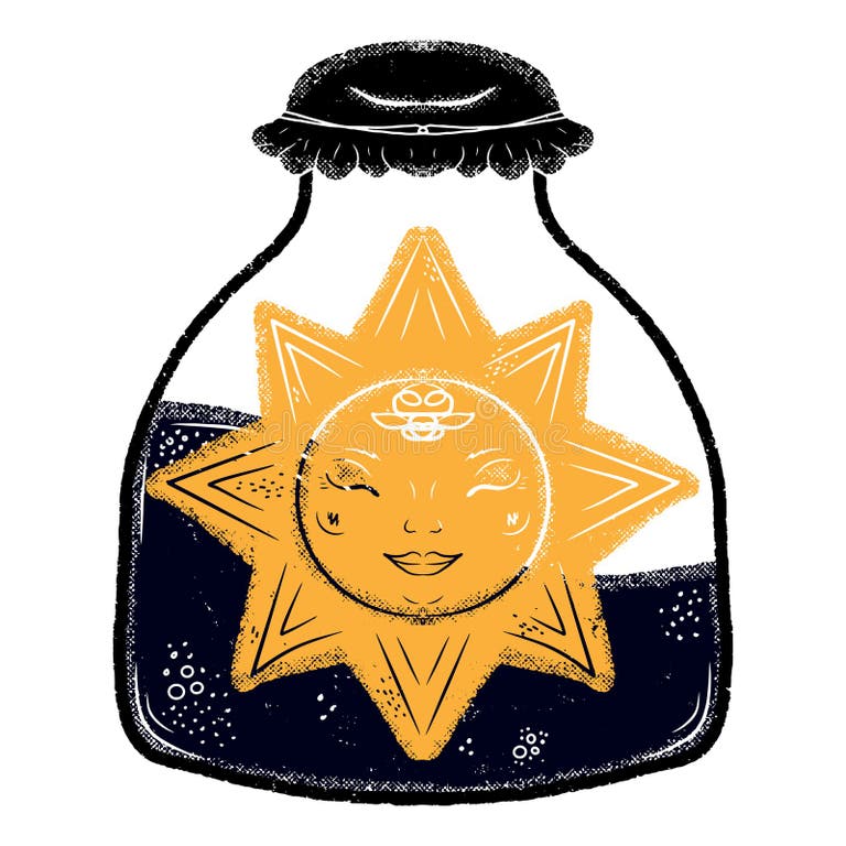 Sun in a jar stock vector. Illustration of paint, book - 310839429