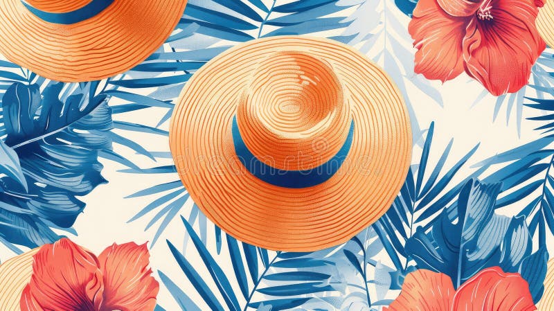 Sun-Kissed Boho Beach Hat Pattern Stock Illustration - Illustration of ...