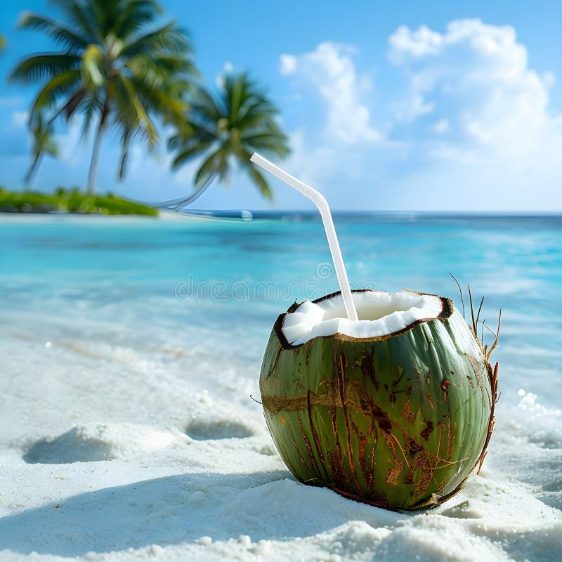 Sun-Kissed Coconut: a Taste of Tropical Paradise Stock Illustration ...