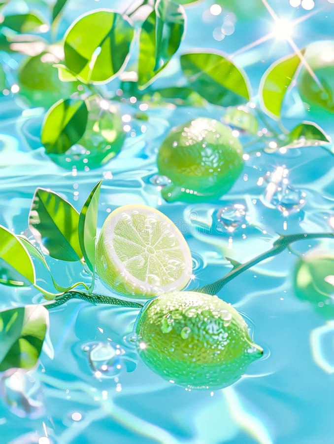 Sun-Kissed Lemon Slices Floating in a Refreshing Pool Stock Photo ...