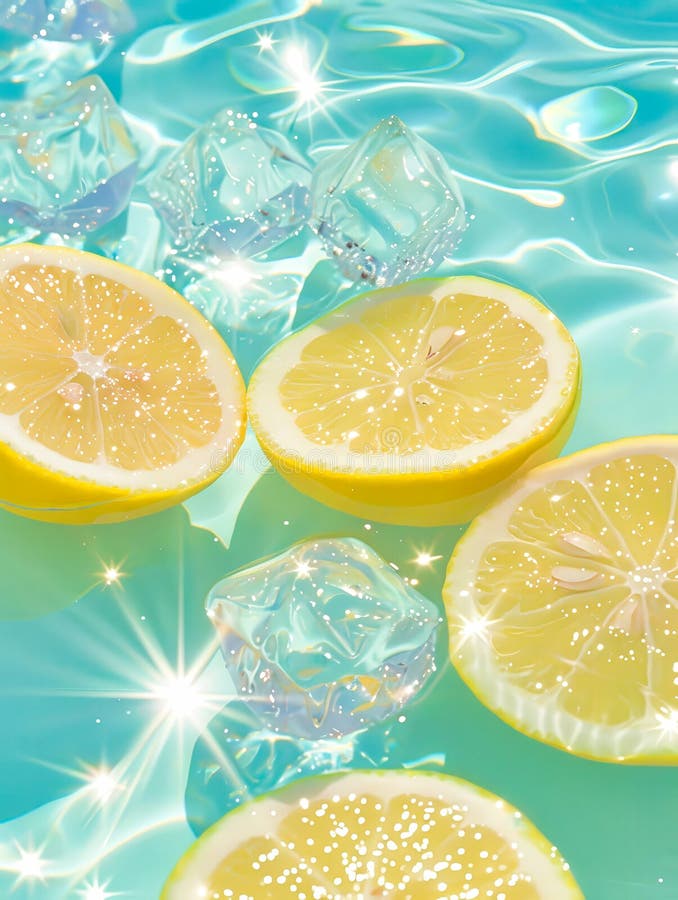 Sun-Kissed Lemon Slices Floating in a Refreshing Pool Stock Image ...