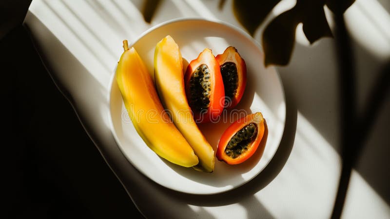 Sun-kissed Mango and Passion Fruit Composition in Dramatic Lighting on ...