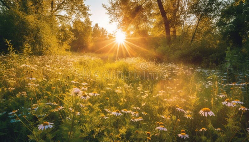 Sun Kissed Meadow Blooms in Vibrant Yellow Generated by AI Stock Image ...
