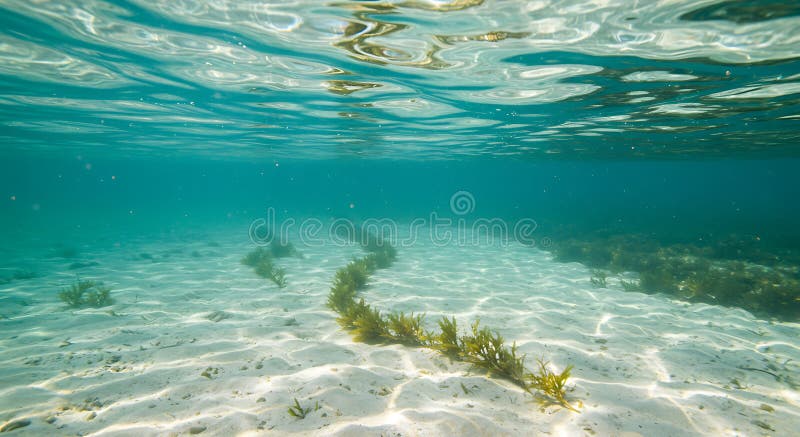 Sun-kissed Seabed, Light Dances on Ocean Floor Scenery - Generated ...