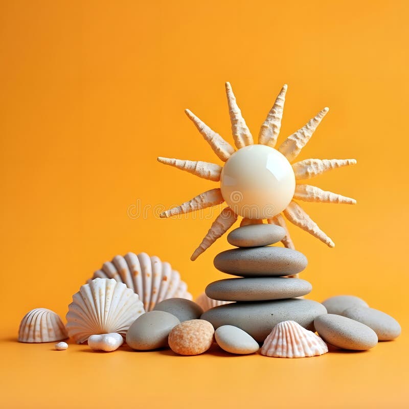 Sun-kissed Serenity: Tropical Beachscape with Seashells Stock ...