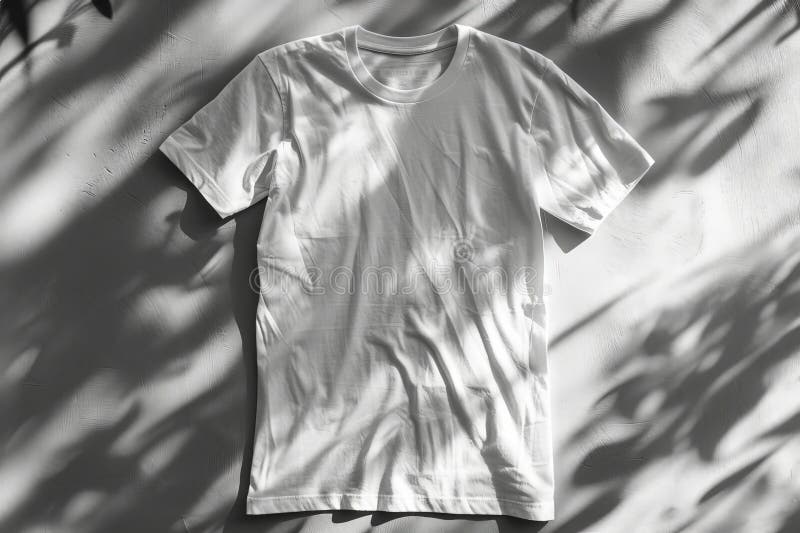 Morning Sunlight Casting Shadows on a Plain White T-Shirt Laid on ...