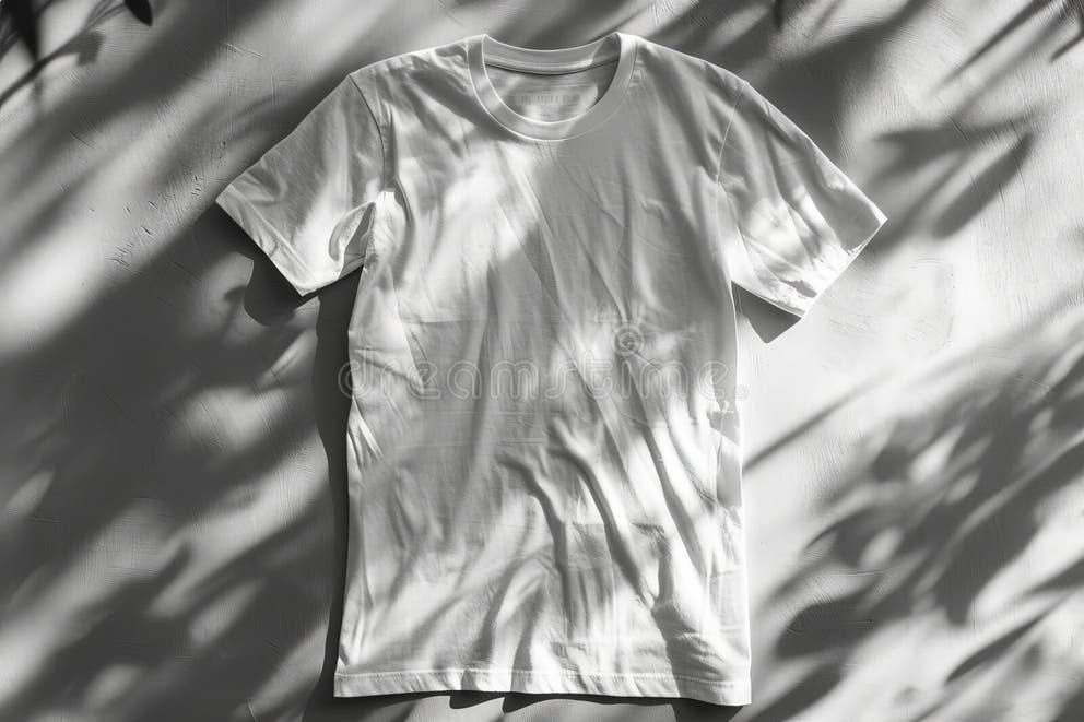 Morning Sunlight Casting Shadows on a Plain White T-Shirt Laid on ...