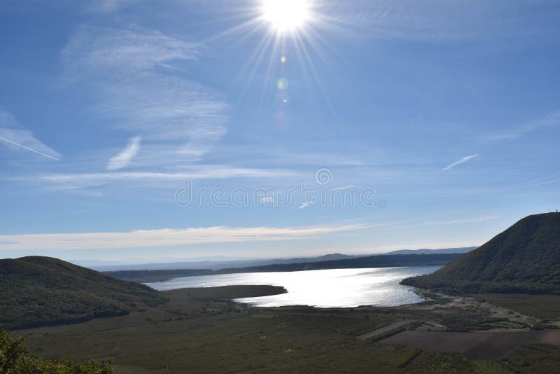 Sun lake stock image. Image of sunset, landscape, mountain - 102803033