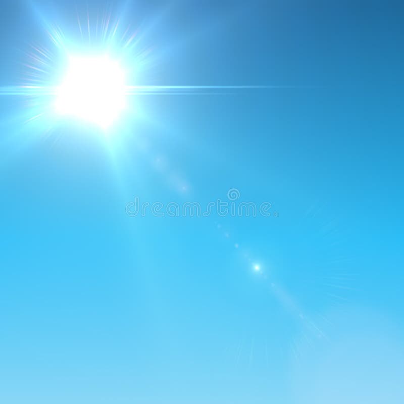 Sun with lens flare. stock illustration. Illustration of nature - 36693165