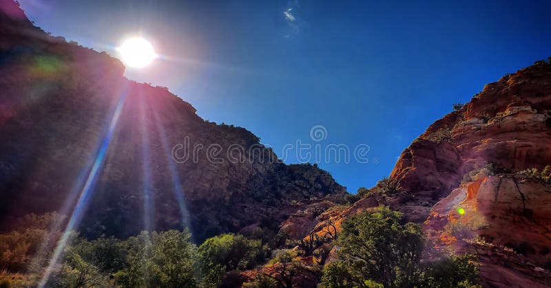 Sun light beam from Sedona stock photo. Image of sunlight - 178655730