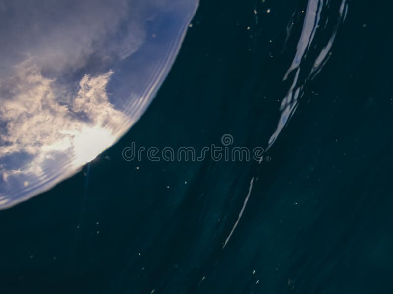 Sun Light Beams Shining from Above Coming through the Ocean Deep Blue ...