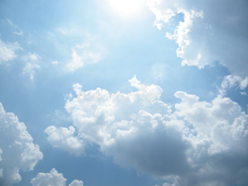 Sun light on blue sky stock image. Image of fluffy, bright - 90697879