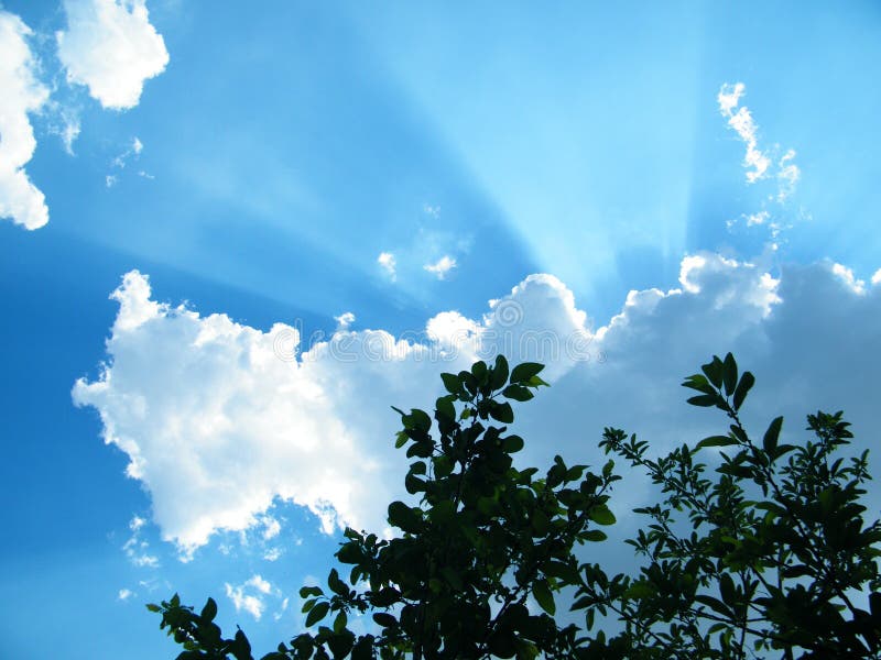 Sun light on blue sky stock image. Image of summer, beam - 90698225