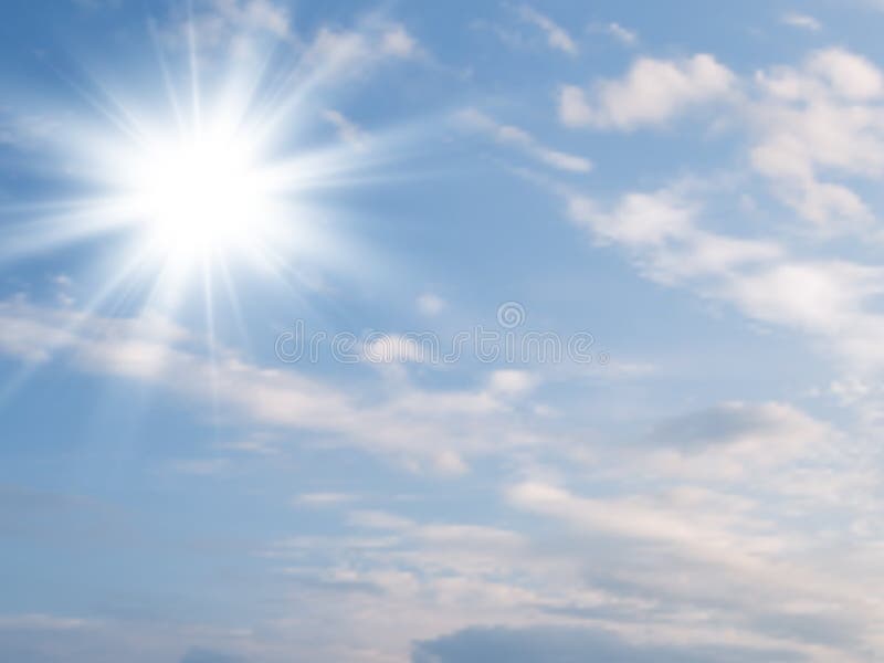 Sun Light and Blue Sky with Clouds. Summer Background Stock Vector ...