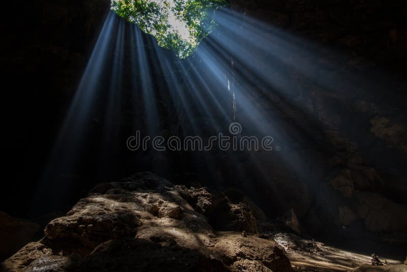 Sun Beam Inside a Cave stock image. Image of spot, stone - 26182539