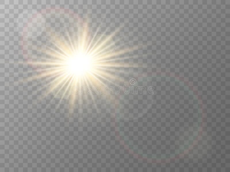 Sunlight Rays. Realistic Sunshine on Transparent Background. Bright Sun ...