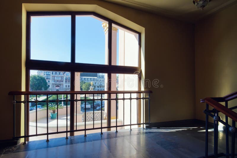 Sun Light through the Large Brown Window Stock Image - Image of luxury ...