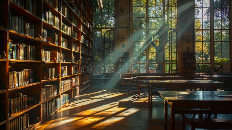 Sun light on the librery stock illustration. Illustration of ...