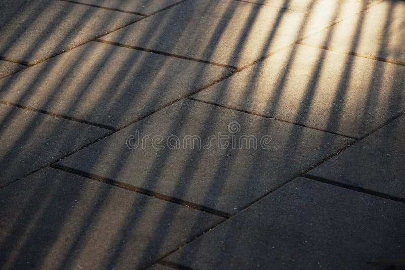 Sun Light Line on Block of Grey Pavement Cement in Dark Lonely E Stock ...