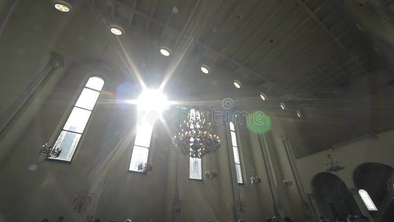 Sun Light Passes through the Stained Glass Windows of the Church. Blick ...