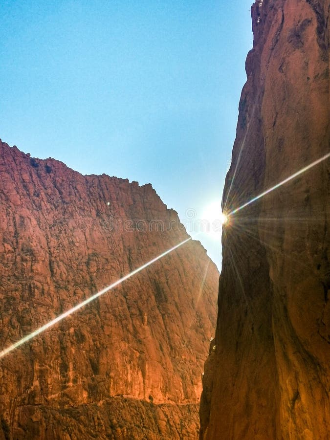 Sun Light Ray Flare in Mountain Valley Stock Photo - Image of badlands ...
