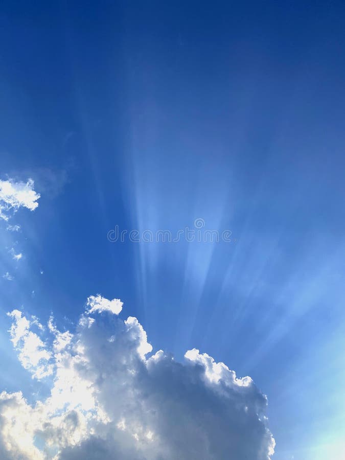 Sun Light Rays Coming from Clouds Stock Photo - Image of high, cloud ...