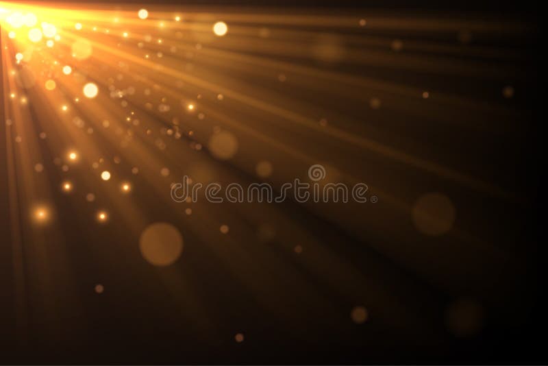 Sun Light Rays Effect on Black Background Stock Vector - Illustration ...