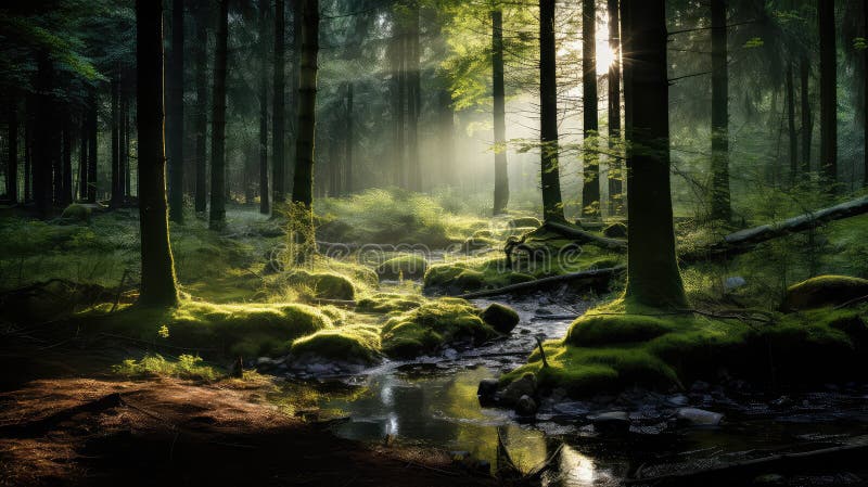 Sun Light and Shadow Patterns Stock Photo - Image of forest, scene ...