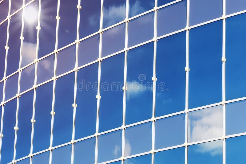 Sun Light Sky Cloud Reflection In Glass Office Building Stock Image Image Of Corporate House