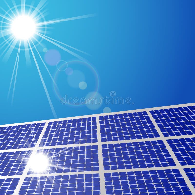 Sun Light and Solar Cell Panel Stock Vector - Illustration of clean ...