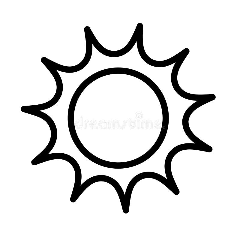 Sun Line Icon on White Background Vector Stock Vector - Illustration of ...