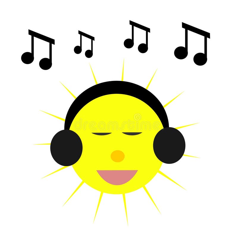 Sun listening to the music stock illustration. Illustration of note ...