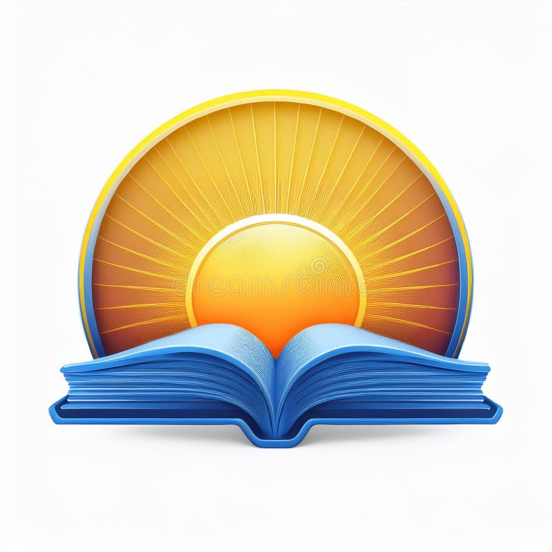 Sun Logo with Book Vector Graphics Stock Illustration - Illustration of ...