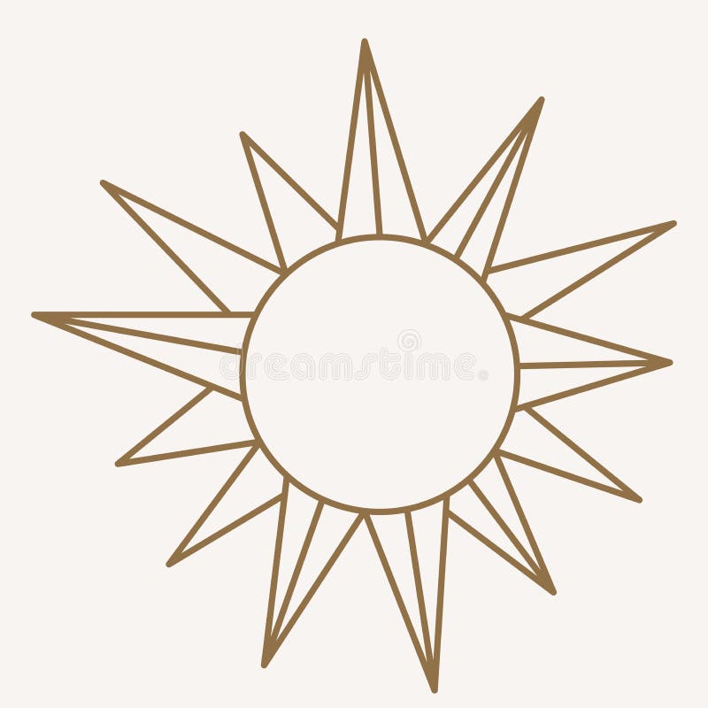 Sun Logo Design in Simple Modern Line Style. Boho Element Vector ...