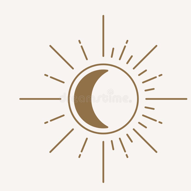 Sun Logo Design in Simple Modern Line Style. Boho Element Vector ...