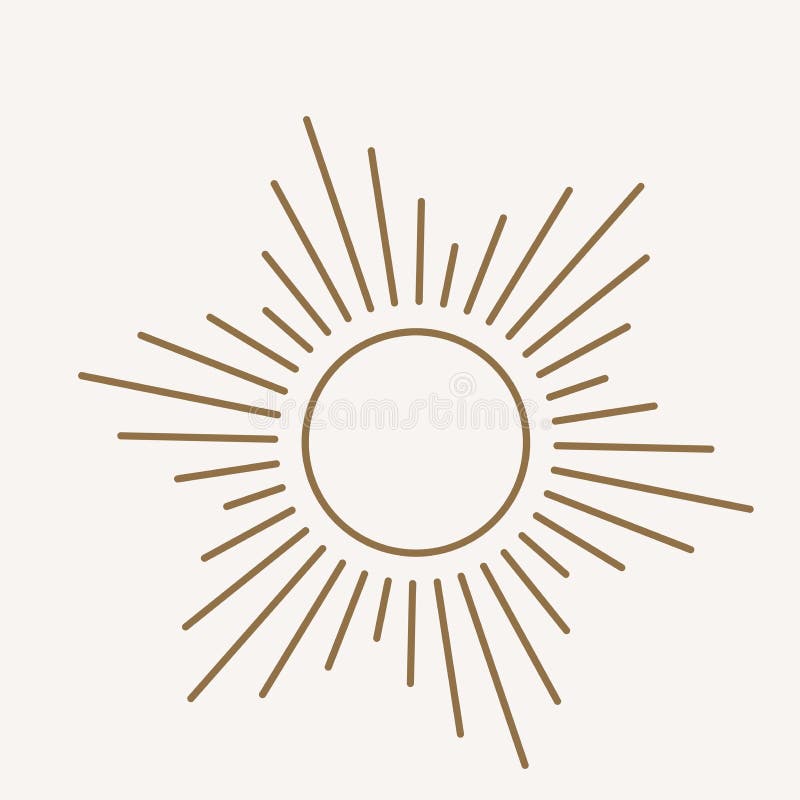 Sun Logo Design in Simple Modern Line Style. Boho Element Vector ...
