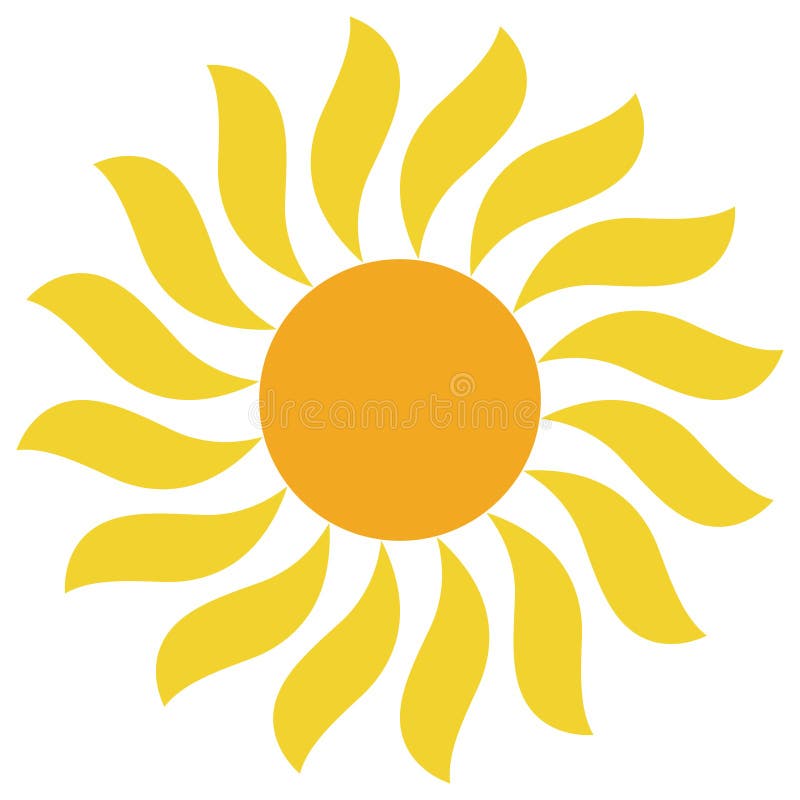 Sun Logo Icon with Curly Calligraphic Rays, Yellow Sun Carton Stock ...