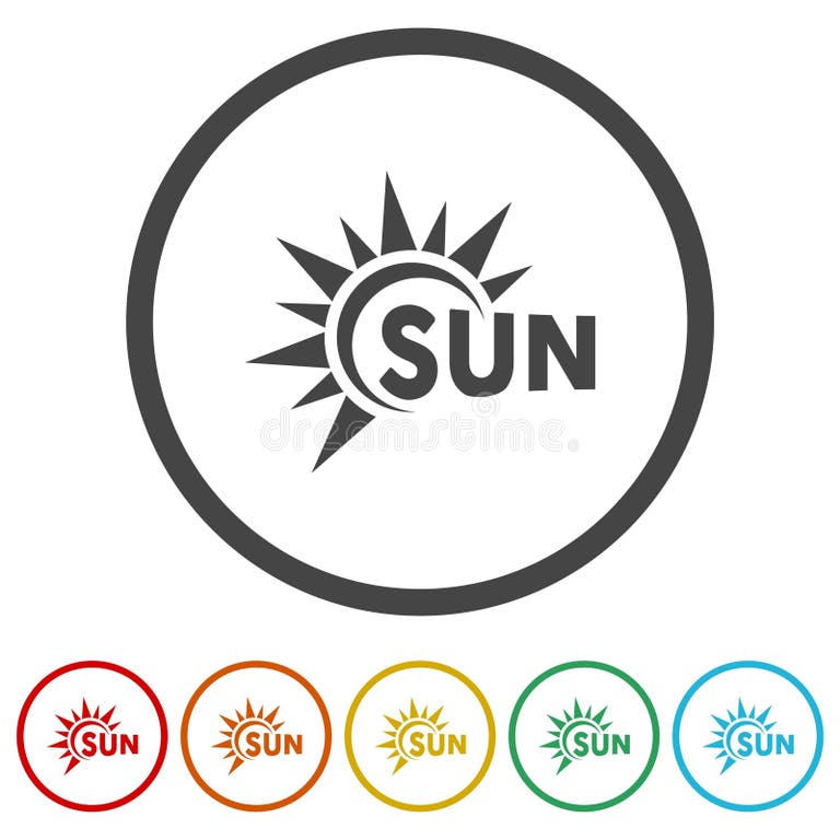 Sun Logo. Set Icons in Color Circle Buttons Stock Illustration ...
