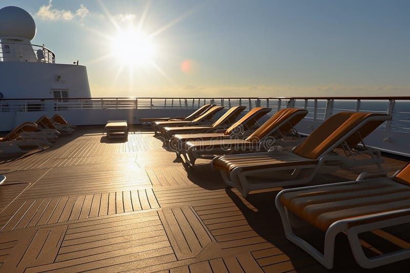 Sun Loungers on the Deck of a Cruise Ship AI Generation Stock ...