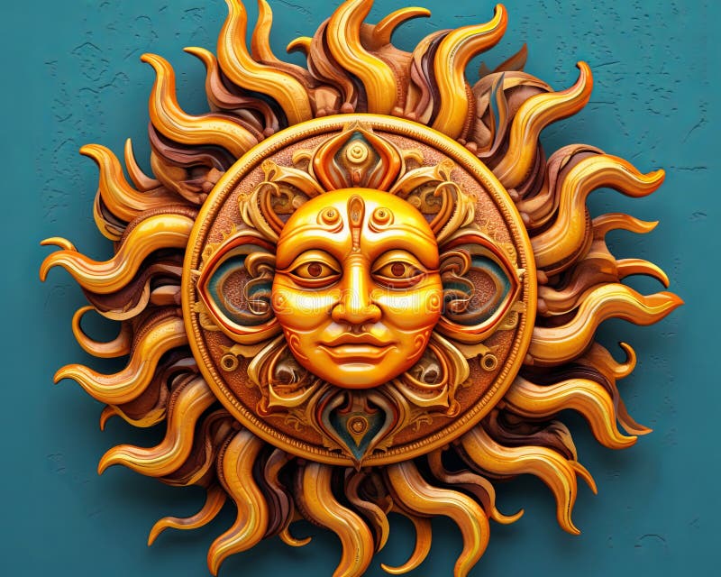 The Sun is Made of Gold and Has a Face on it Stock Illustration ...