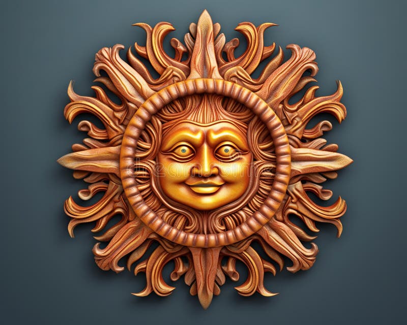 The Sun is Made of Wood and Has a Face on it Stock Illustration ...